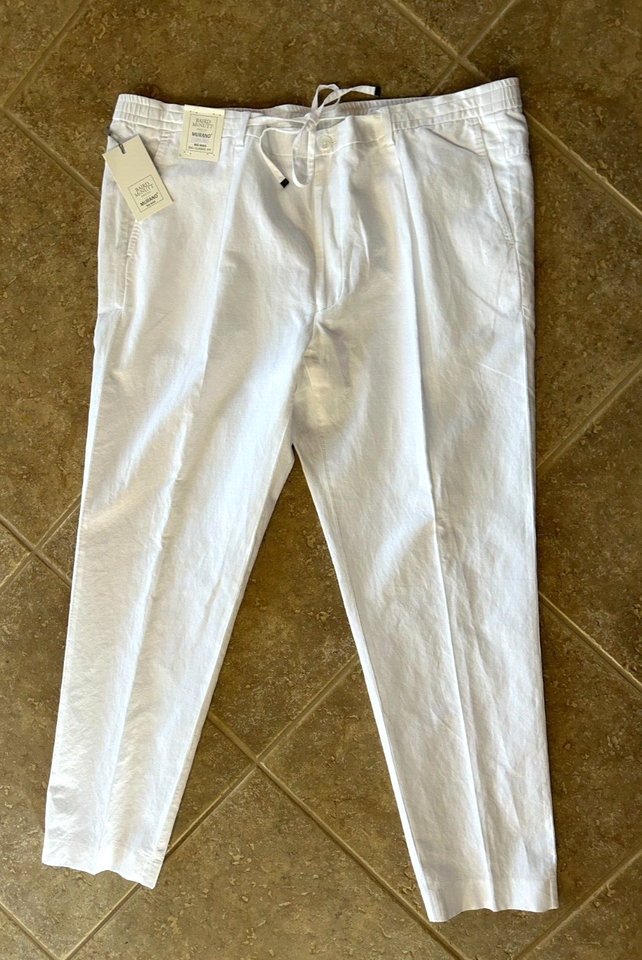 Murano Baird McNutt Linen Blend Pants 44 x 32 Big Man Zac Classic White ...