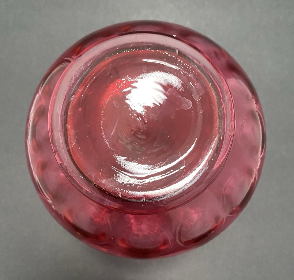 Vintage Fenton Cranberry Red Glass Coin Dot Pattern Ruffled Edge Vase ...