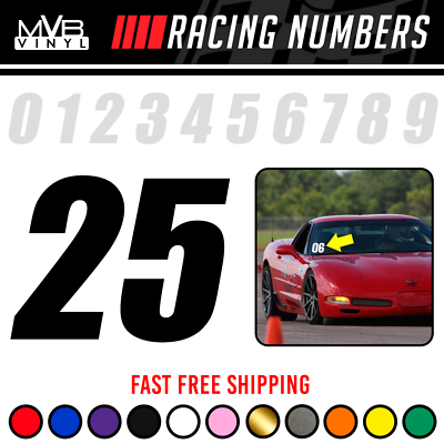 Racing Numbers Vinyl Decal Stickers | Windshield Track Drag Strip ...