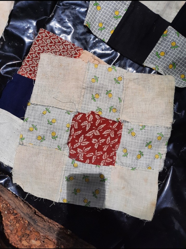 Huge lot Vintage Handmade Quilt Blocks feed sack star squares hand sewn ...