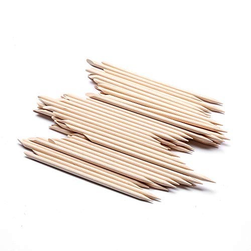 100PCS Orange Wood Cuticle Sticks – Double-Sided Nail Tool for Manicure ...