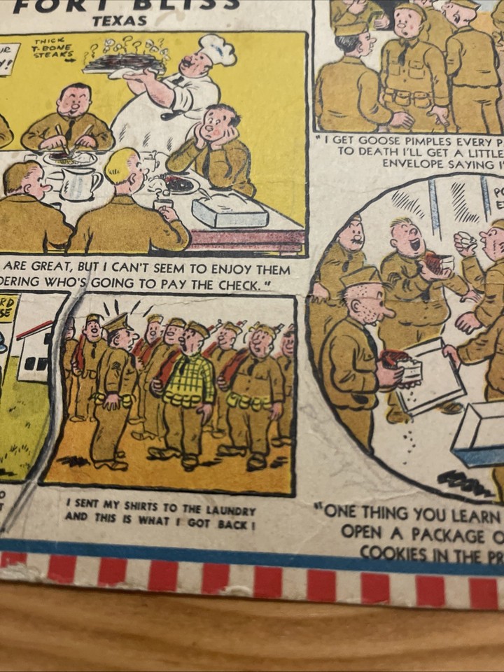 WW2 Era Post Cards Humor Soldier 1940's Cartoons Army Comics Fort Bliss ...