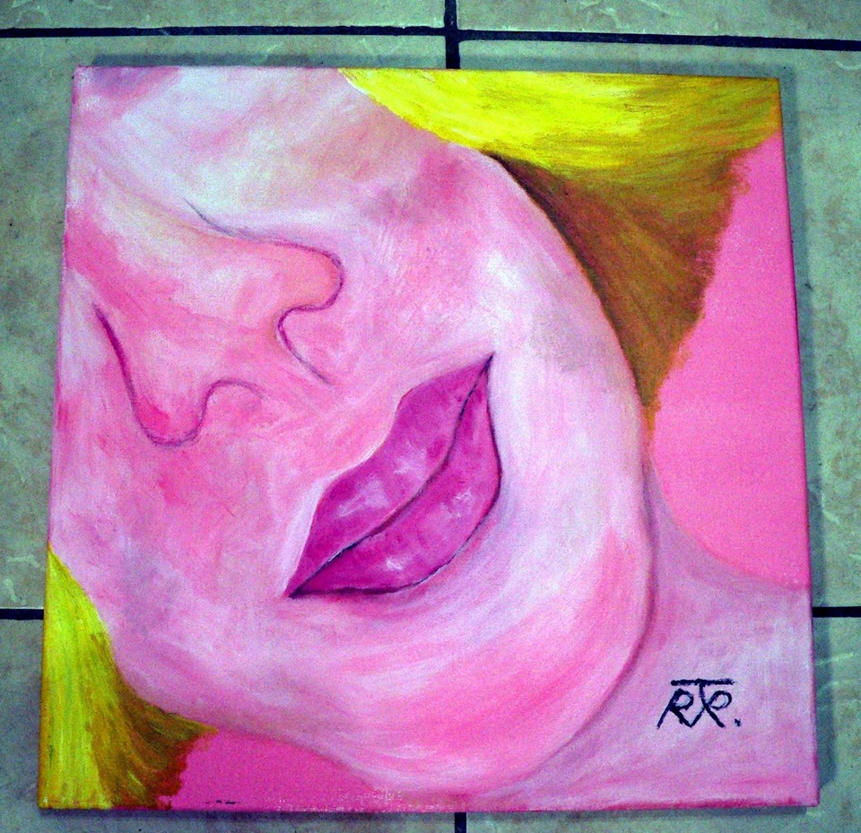 Newlyn Artist Richard Tindale died 2025 Signed Surreal Naive Lips Oil ...