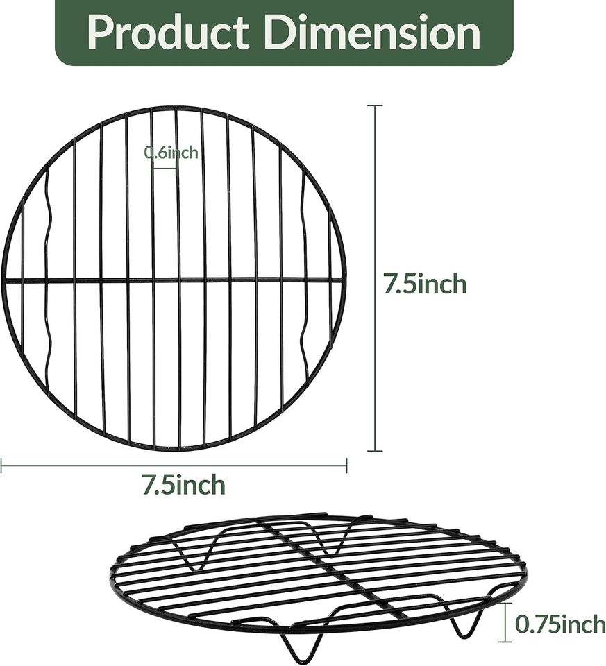 Cooling Rack Set of 4, Coated Stainless Steel 7.5Inch round Cooking ...