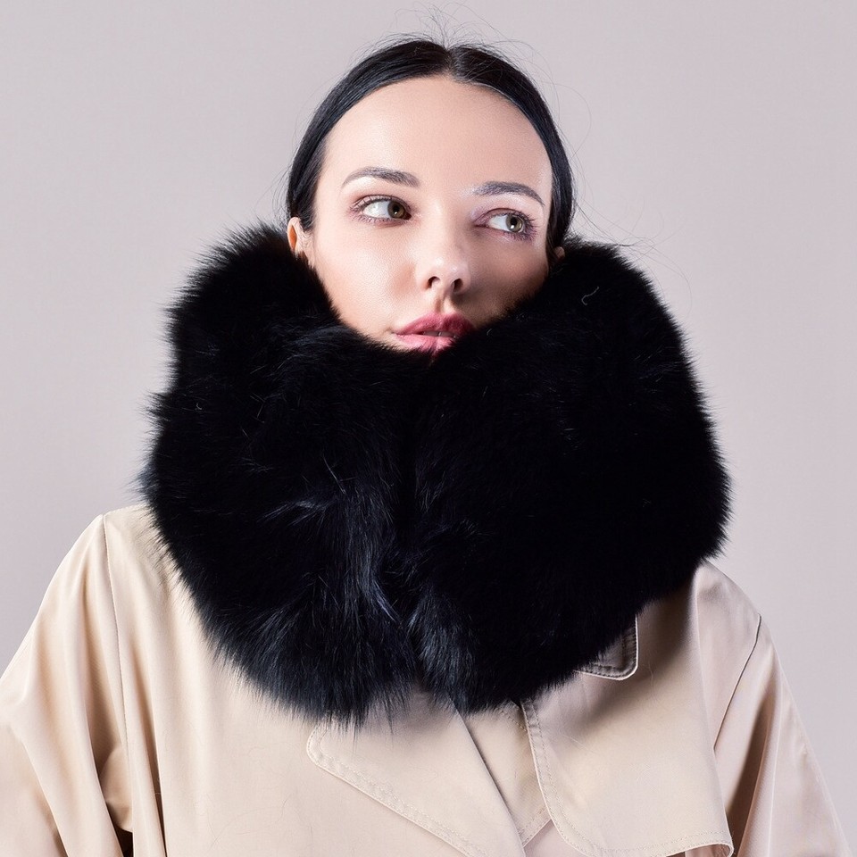 Women's Real Fox Fur Scarf Winter Scarves Collar Warm Wrap Stole Magnet ...