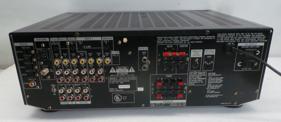 Sony STR-DE825 Home Theater Surround Sound Receiver | 5.2 Channel | 500 ...
