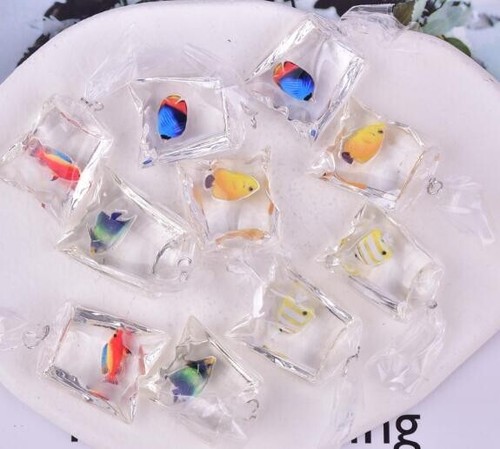 40 Pcs cartoon resin fish cute mix Charm earrings Pendant DIY Jewelry ...