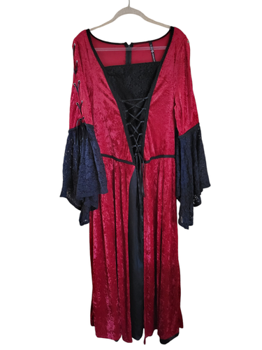 Lip Service VTG Gothic Faux Corset Velvet Cosplay Costume Front Tie Red ...