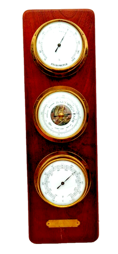 Vintage Barigo Wood/Brass 3 Dial Home Weather Station Made in Germany ...