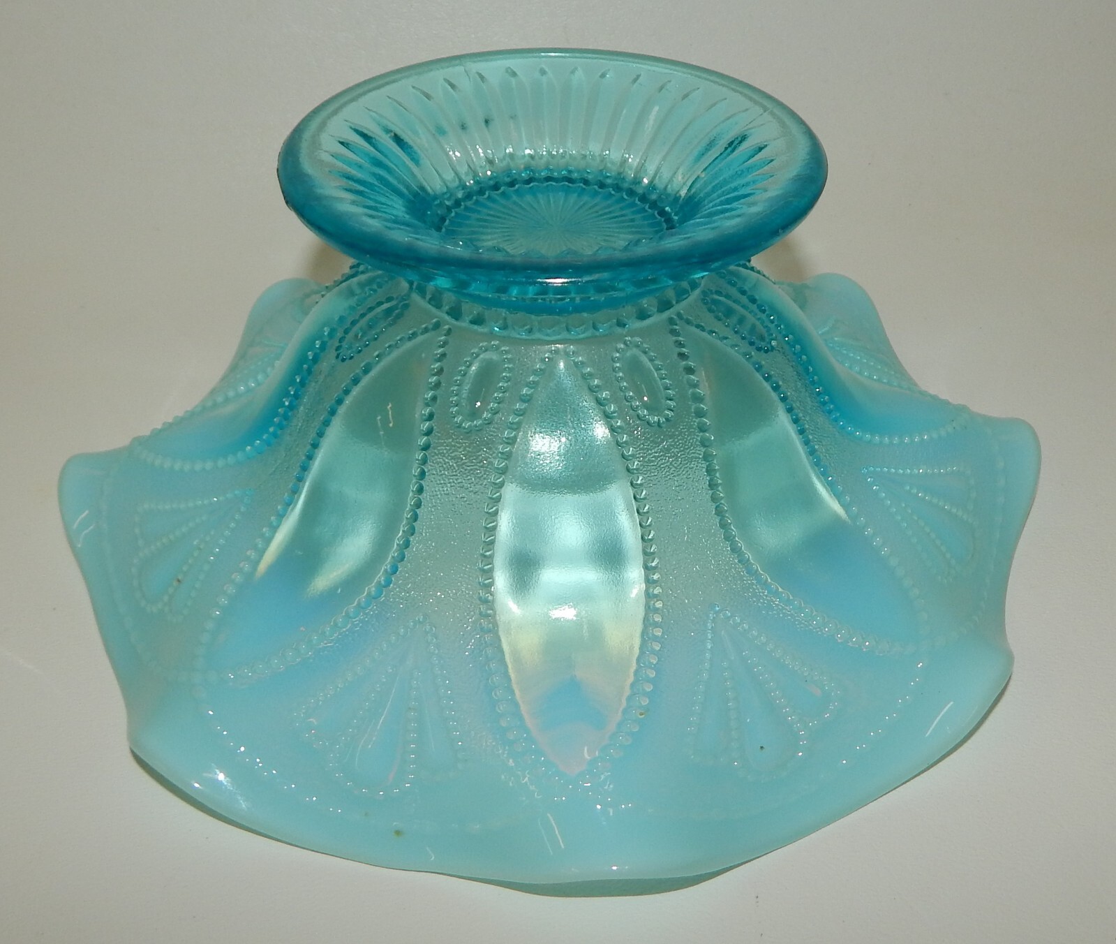 Northwood Blue Opalescent Glass Pedestal Roulette Bowl Dish | eBay