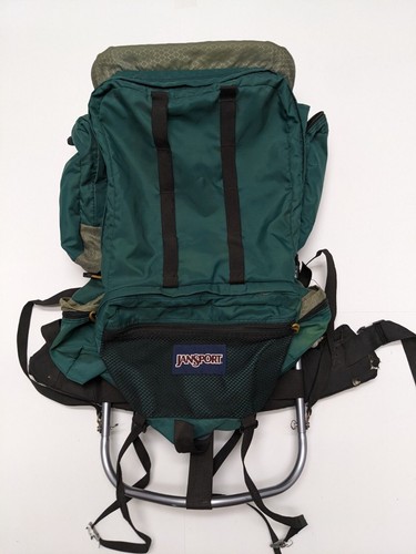 Vintage Green Jansport External Frame Hiking Backpack Zippered Pockets ...