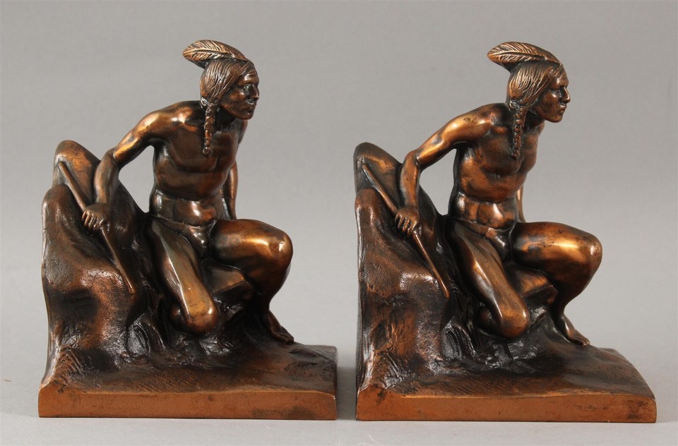 Antique Western PMC Bronze Clad Sculpture Native American Indian Scout ...