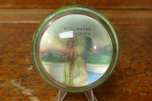 Vintage Stillwater Minnesota Native American Indian Glass Paperweight ...