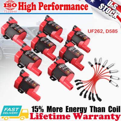 8X Ignition Coil & Spark Plug Wires For Chevy Silverado GMC LS1 LS3 4.8 ...