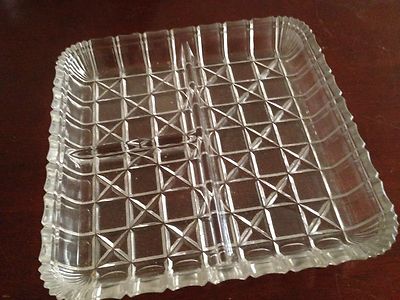 Clear Glass Square Divided Relish Dish - Three sections | eBay