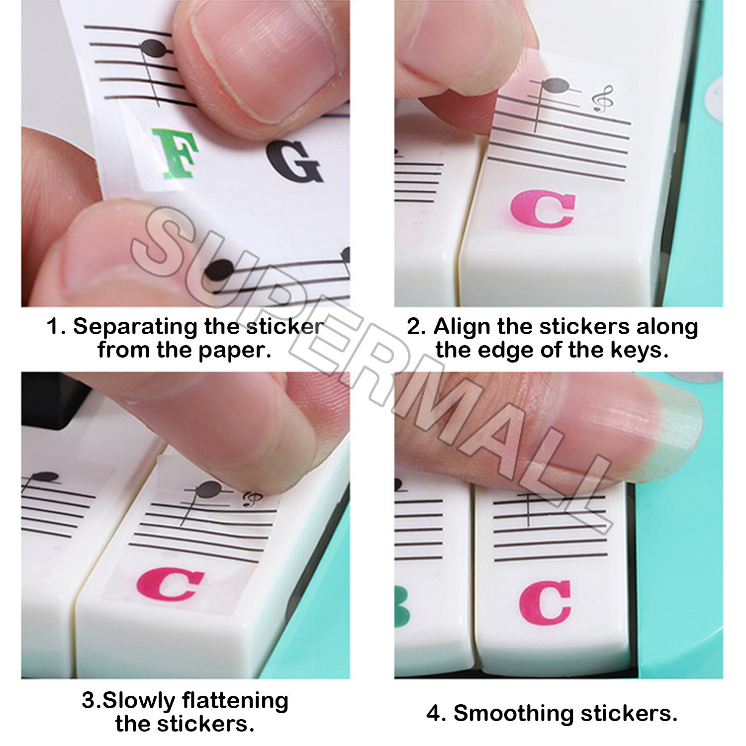 For Universal Piano Learner Stickers Music Piano 37/ 32/ 27 Key Note ...