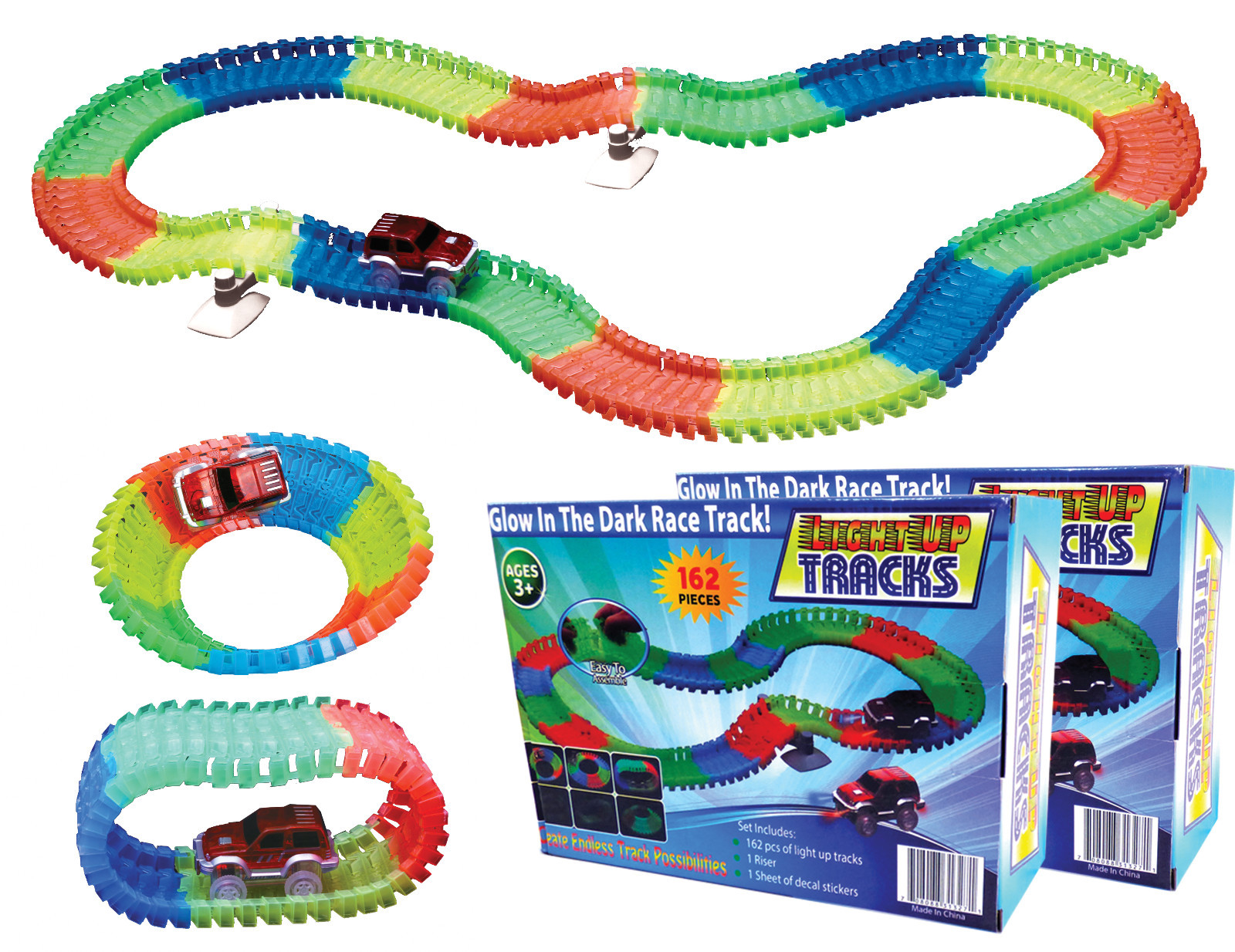 2 Magic Twister Glow In the Dark Light Up Race Tracks Tracks Flex ...