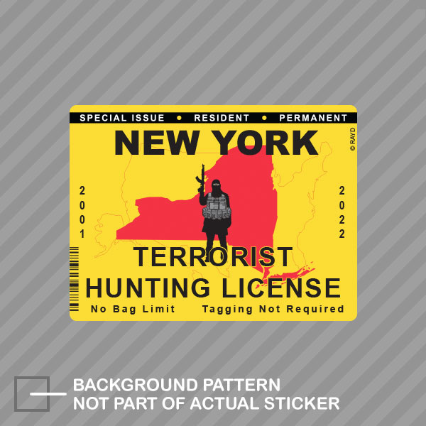 New York Terrorist Hunting Permit Sticker Decal Vinyl License NY | eBay