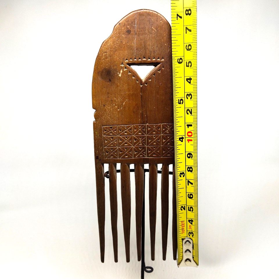 Vintage African Hair Comb Carved Wooden Tribal Sculpture Fine Art ...
