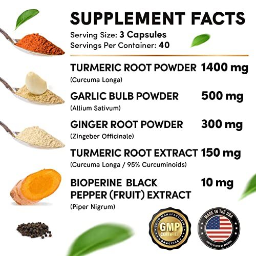 4-in-1 Turmeric & Garlic Supplements w/Bioperine 2360 mg 360 ct ...
