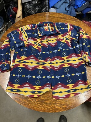 Kingsize Plaid Aztec Button Down Flannel Fleece Shirt multicolor 3XL | eBay