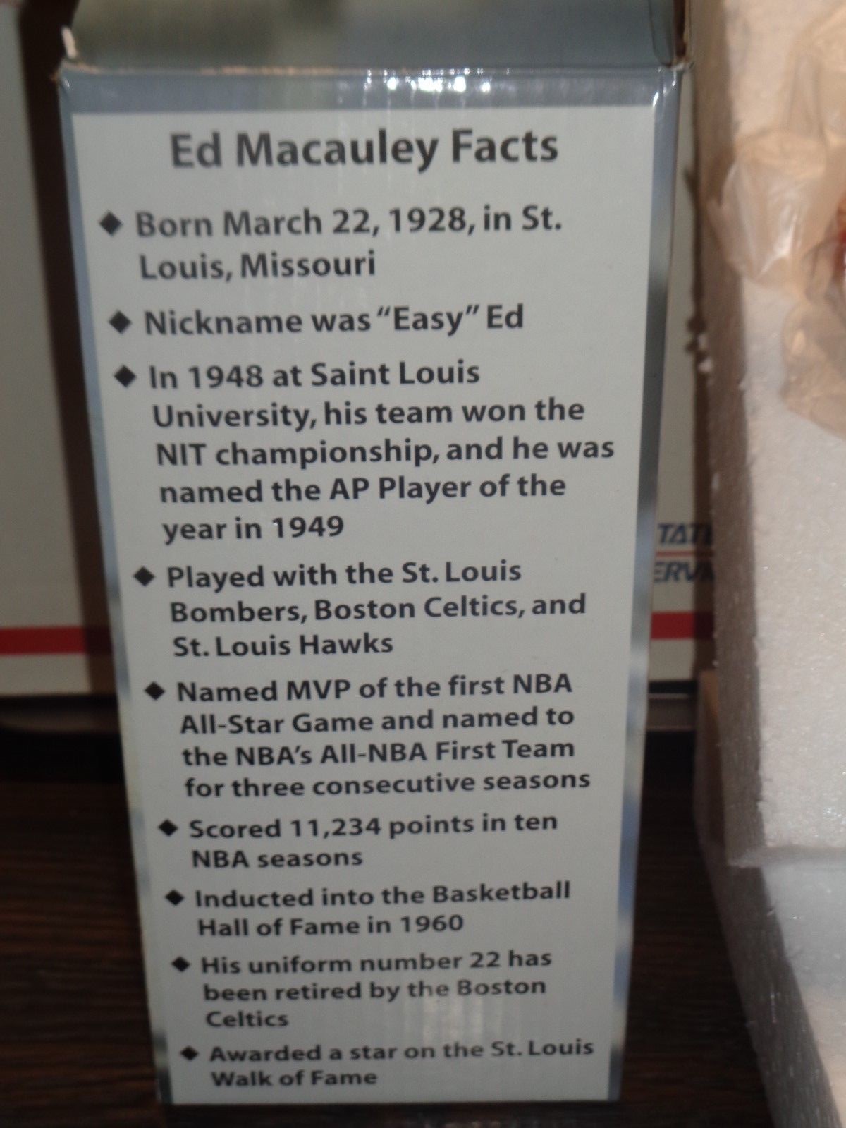 RARE ST LOUIS UNIVERSITY ST LOUIS HAWKS ED MACAULEY NBA BOBBLEHEAD H.O ...