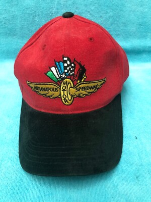 Vtg Indianapolis INDY Motor Speedway Cap Baseball Hat -Red/Black Suede ...