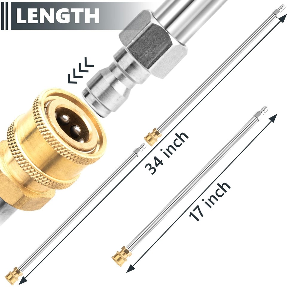 Pressure Washer Extension Wand, 2 Pack 17 Inch 17 inches, silver ...