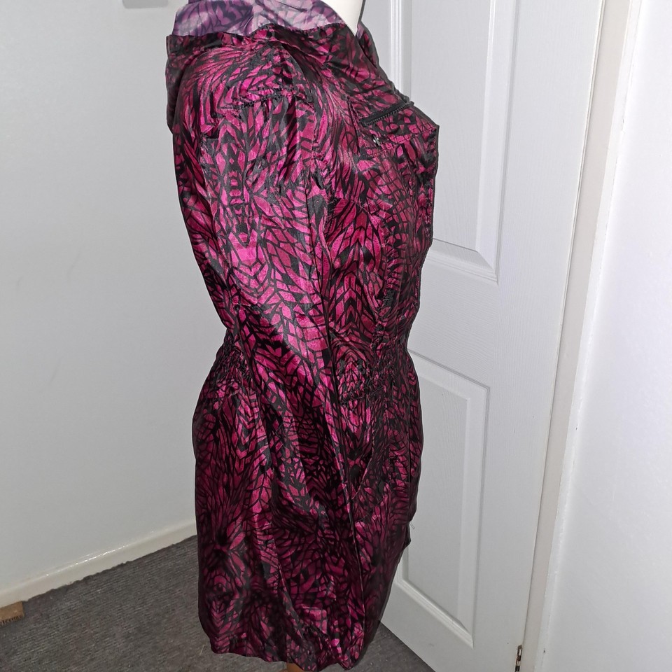 GEORGE cerise pink and black foldaway raincoat with hood, size 10, NEW ...