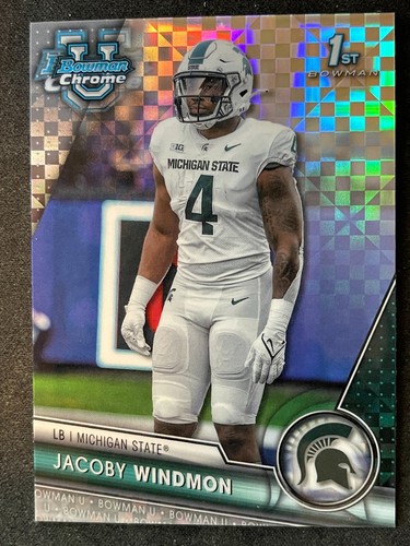 2023 Bowman Chrome University X-Fractor 1st Bowman Jacoby Windmon MSU ...