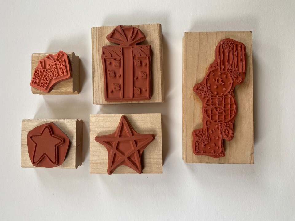 Collection of misc Wood Mount Rubber Stamps - 5 gently used stamps ...