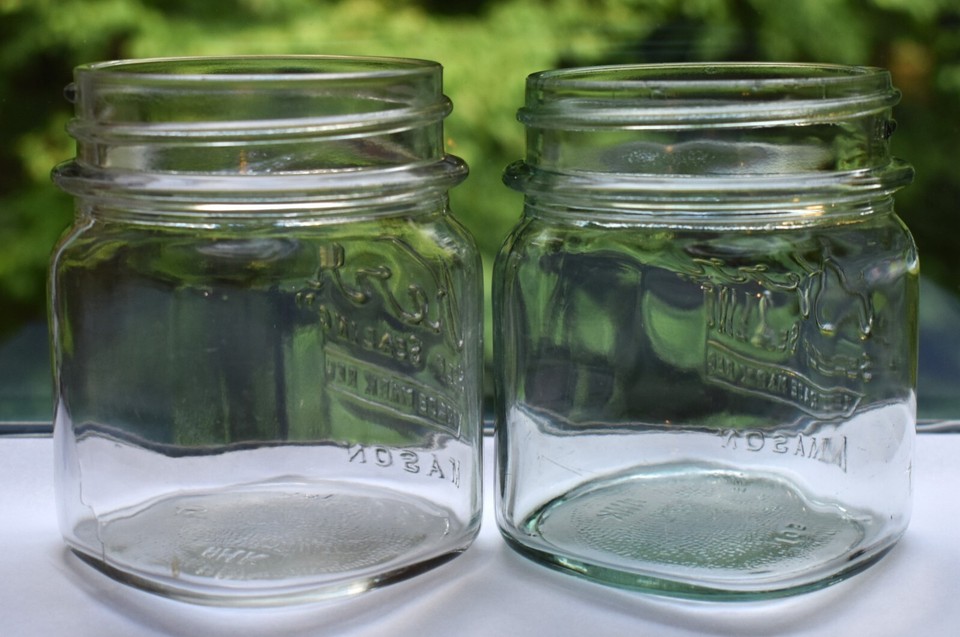 Vintage Kerr Square Half Pint Mason Jars AHK, Antique Boyd Caps Rare ...