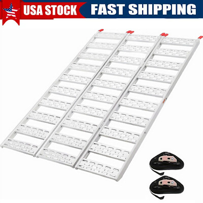Tri-Fold Aluminum Loading Ramps for Trucks ATV Pickup Ramps 1500 Lbs ...