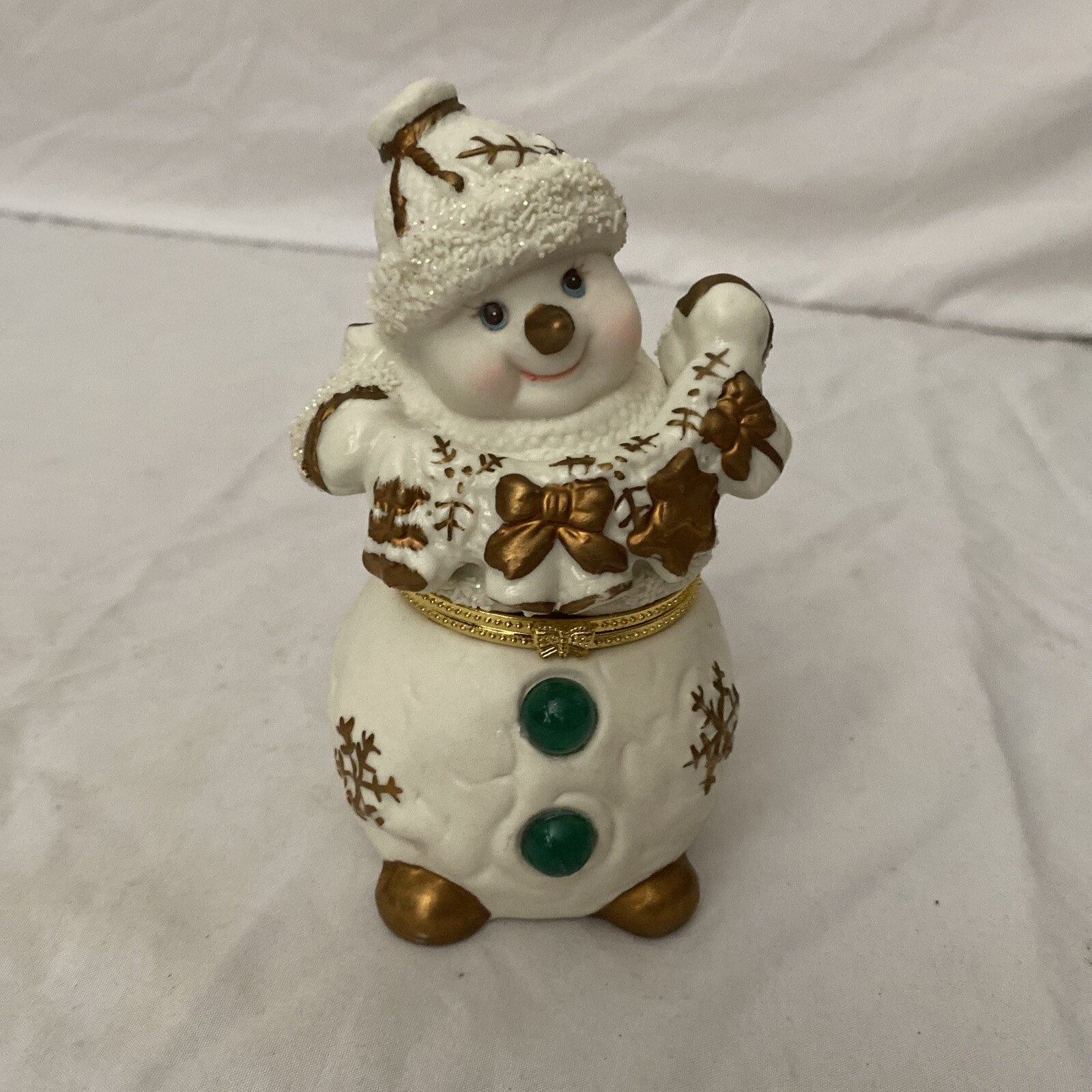 International Bazaar Snowman Trinket with Green Gems | eBay