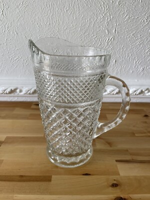 Vintage Anchor Hocking Wexford Large 64 Oz Glass Pitcher Diamond ...