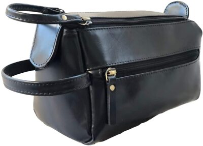 Leather Toiletry Doop Kit Travel Bathroom Organizer Wash Bag For Men ...