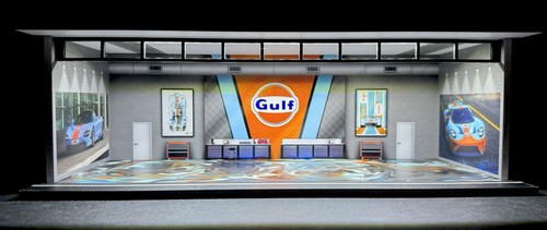 CUSTOM Gulf V2 Interior Garage Theme 1/64 Scale Garage Diorama with LED ...