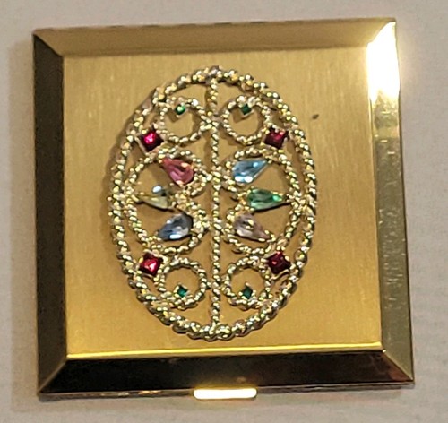 Vintage Volupte Compact Case With Mirror Made In USA Gold Tone With ...