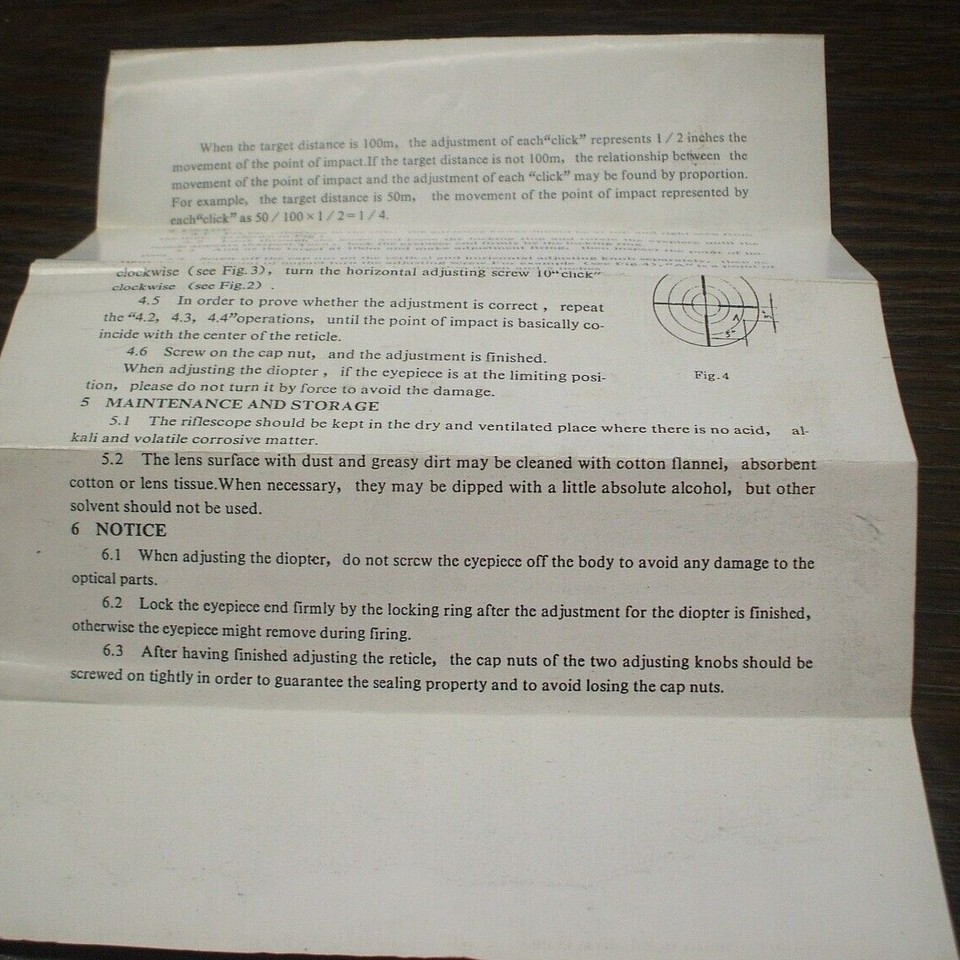 UNDATED BFM 4X20 RIFLESCOPE Operation Manual Brochure | eBay