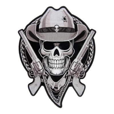 Subdued Cowboy Skull And Guns Patch, Skull Back Patches | eBay