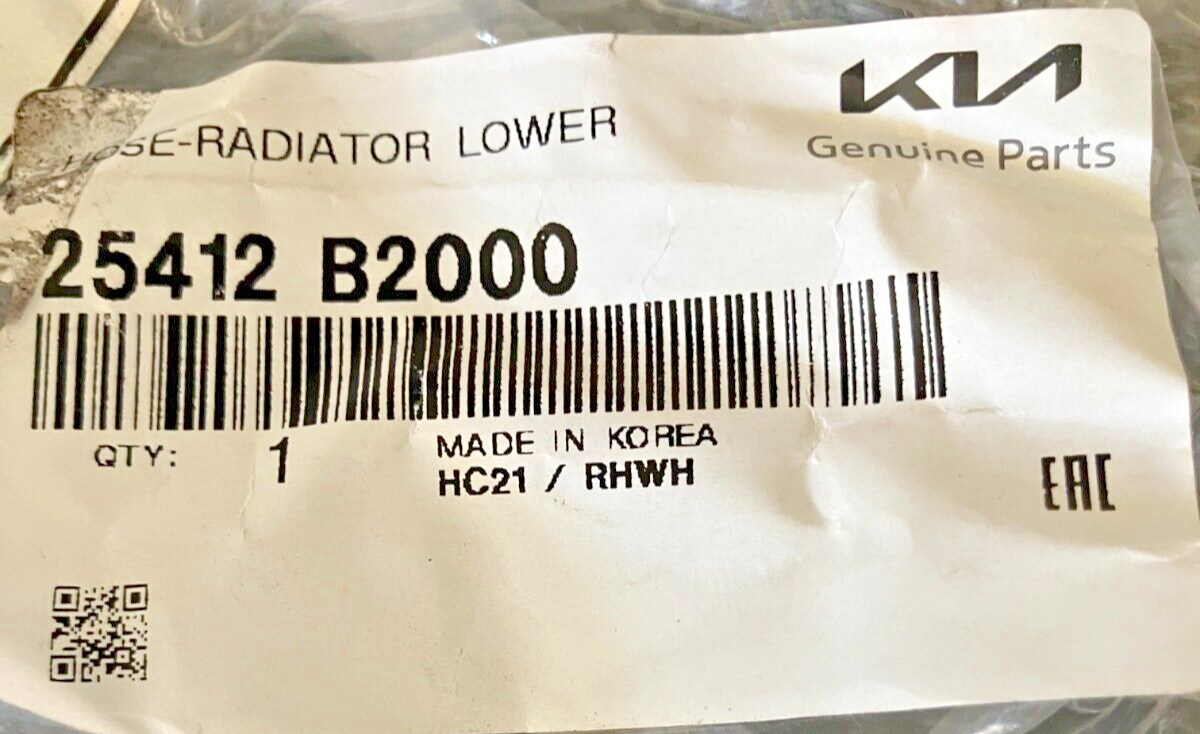 Genuine OEM Lower Radiator Coolant Hose for Kia 25412B2000 for sale ...