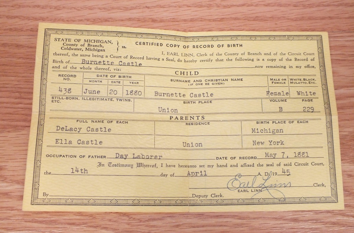 Original Birth Certificate Birth Certificate · IBCC Digital Archive