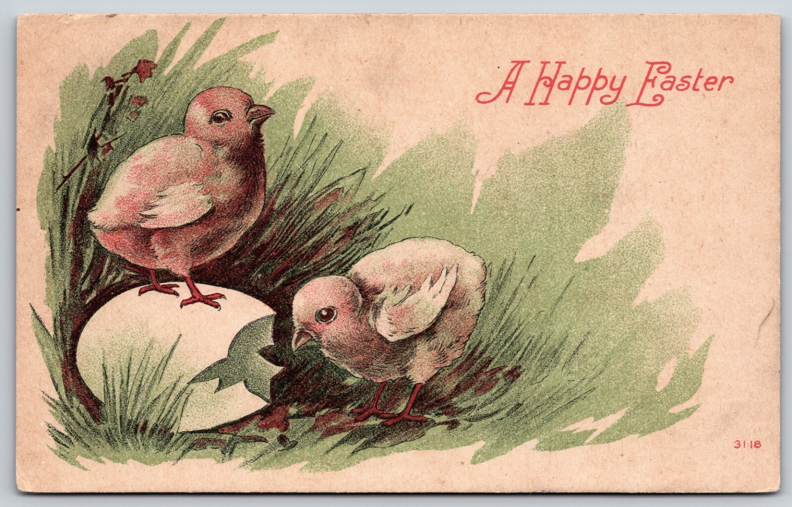 Postcard A Happy Easter Drawing Of Baby Chicks Unposted | eBay