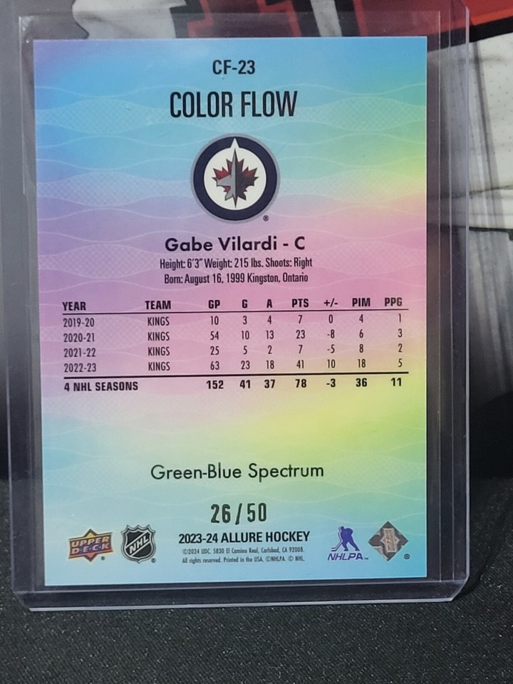 2023-24 Upper Deck Allure Color Flow Green Blue Spectrum Gabe Vilardi ...
