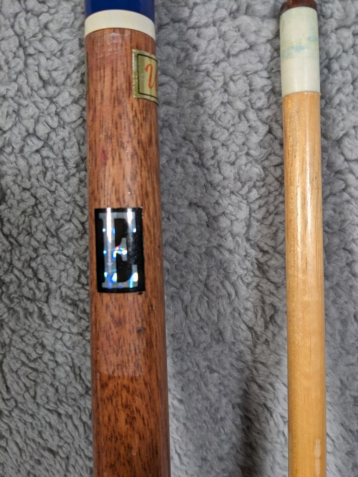 Vintage Mother of Pearl Mosconi Pool Cue 2 Piece Inlays 17 Oz Blue ...