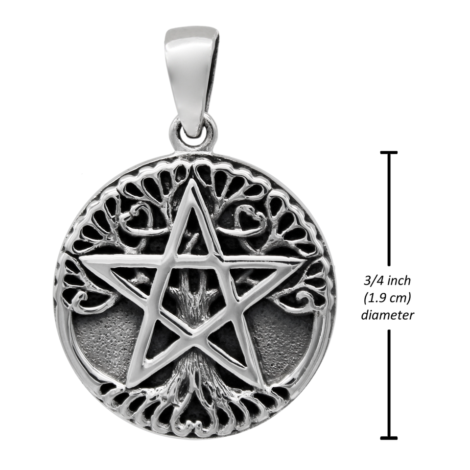 Sterling Silver Small Tree Wiccan Pagan Pentacle Pentagram Pendant ...