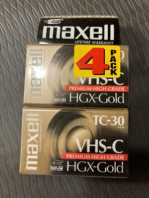 4 Sealed Maxwell VHS-C TC-30 HGX-Gold Premium High Grade Camcorder ...