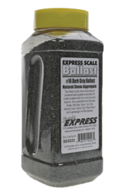 Scenic Express ~ Natural Stone Ballast ~ #16 Dark Gray ~ 1 Quart ~ 0223 ...