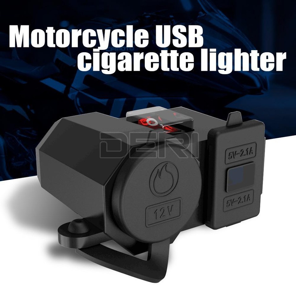 Motorcycle Handlebar Dual USB Charger Power Ports Phone GPS Voltmeter ...