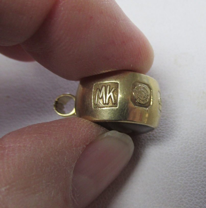 Unusual Banded Agate and Carnelian Pocket Watch Fob or Charm 19k Gold ...